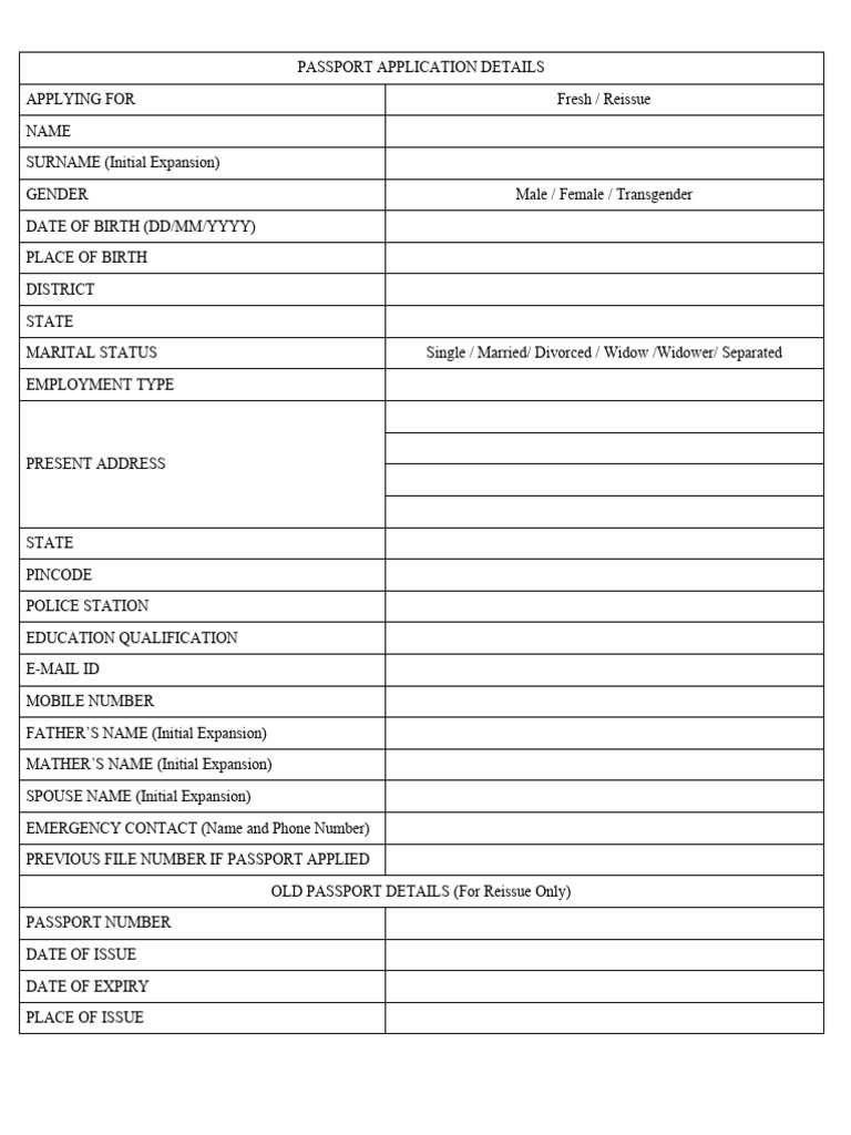 Passport Application Form - Aug2025 | PDF