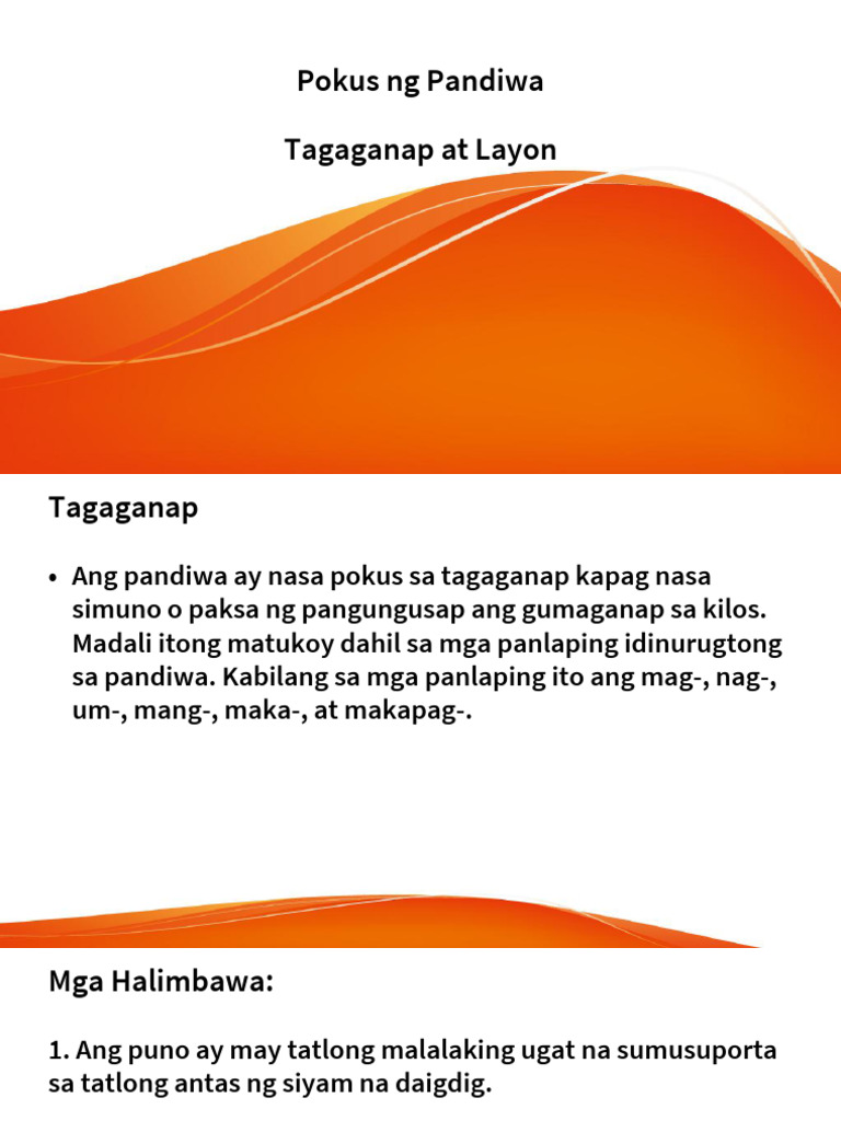 Pokus NG Pandiwa (Tagaganap at Layon) | PDF