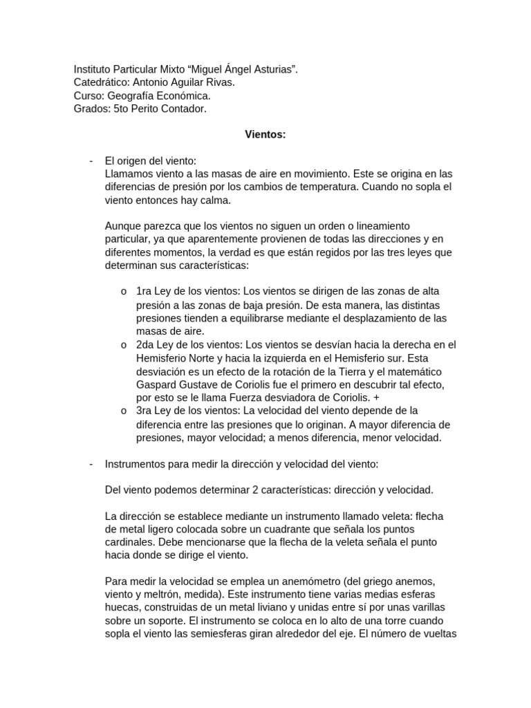 Características y tipos de vientos | PDF | Herida | Monzón