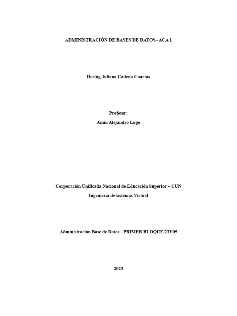 Administración de Bases de Datos Aca1 | PDF | Bases de datos | Software