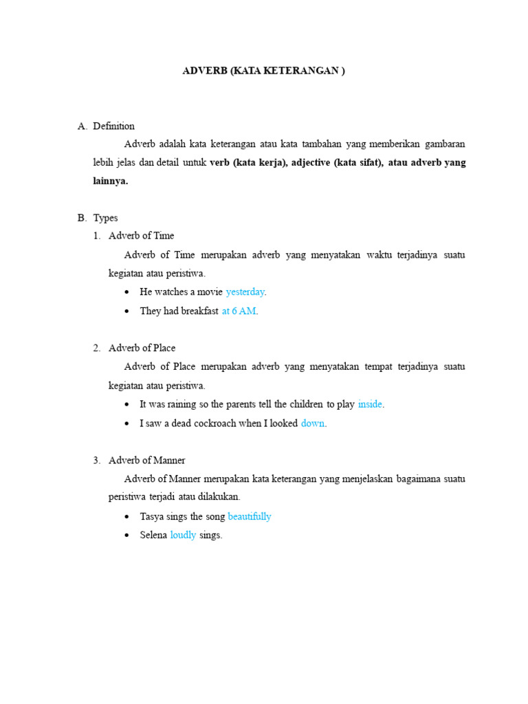 Materi ADVERB | PDF