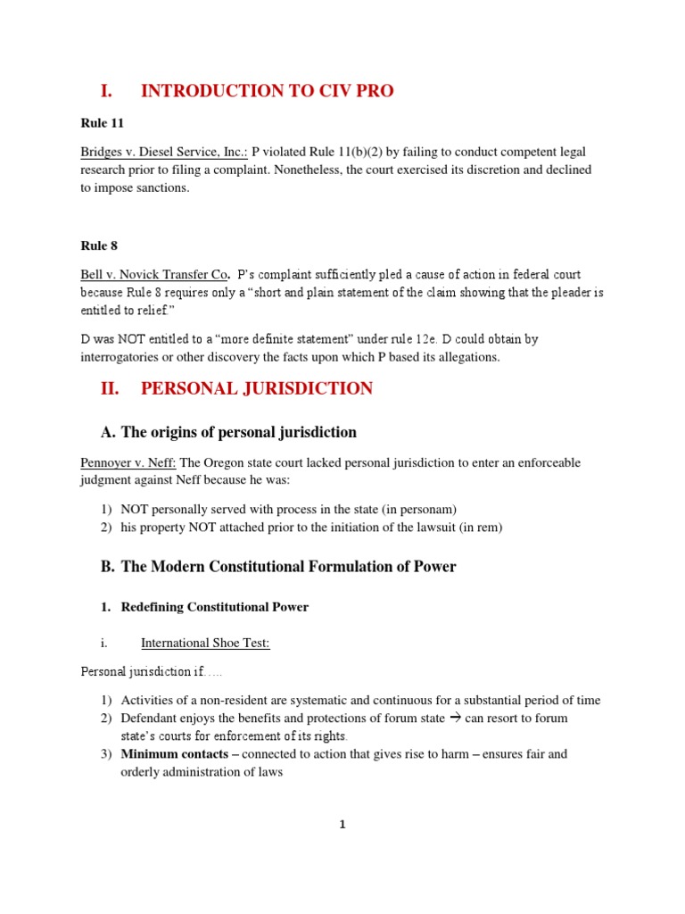 I. Introduction To Civ Pro: Rule 11 | Download Free PDF | Diversity ...