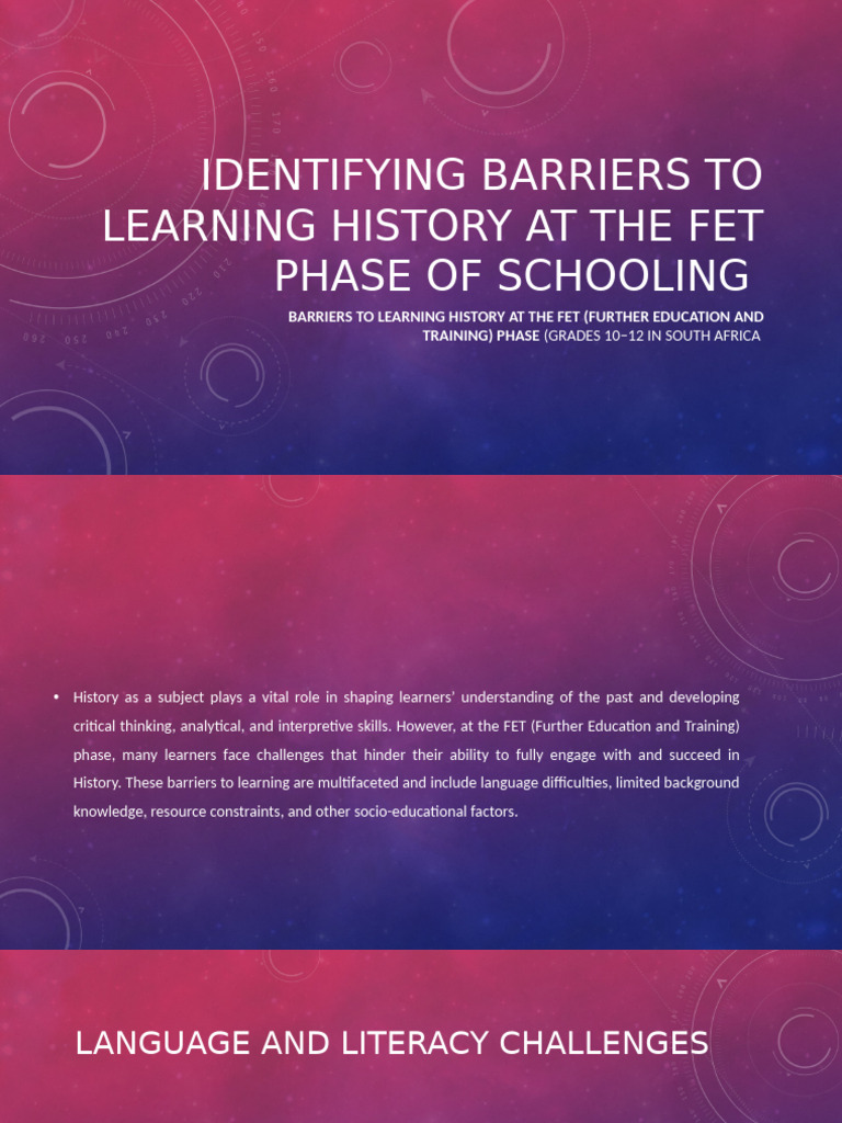 Barriers to Learning History in FET | PDF | Learning | Teachers