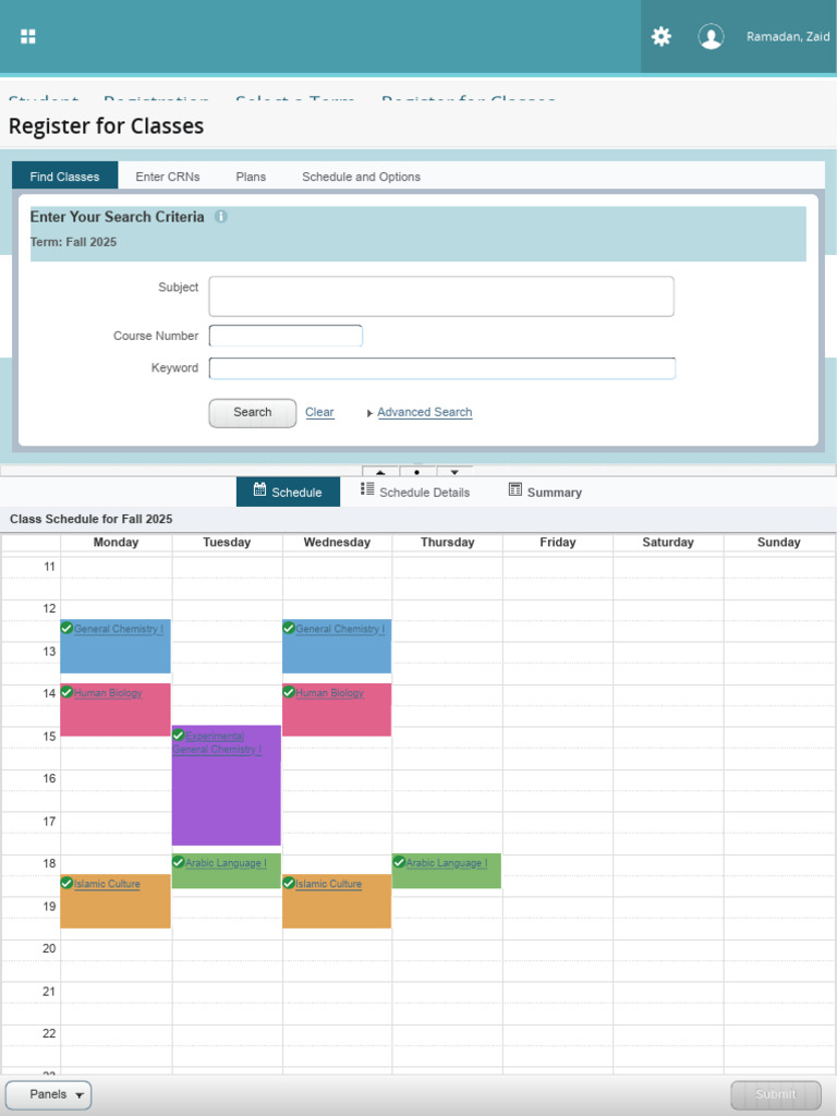 Fall 2025 Class Schedule Overview | PDF
