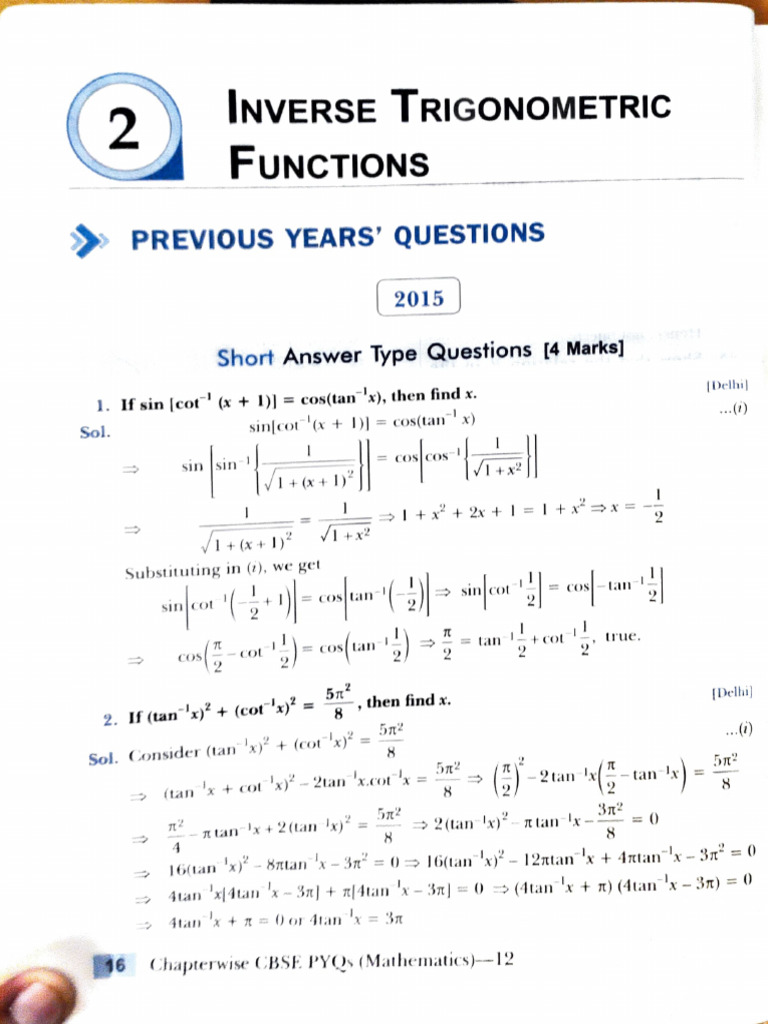 Inverse Trigonometric Functions PYQs | PDF | Special Functions | Algebra
