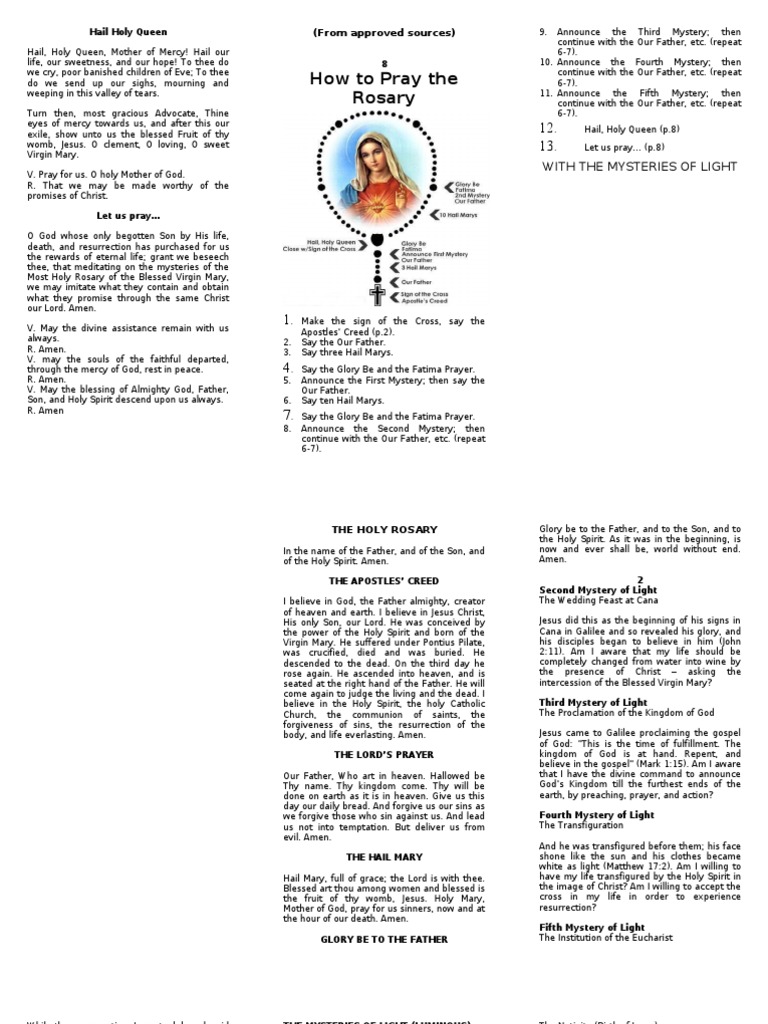 How To Pray The Rosary: (From Approved Sources) | PDF | Rosary | Mary ...