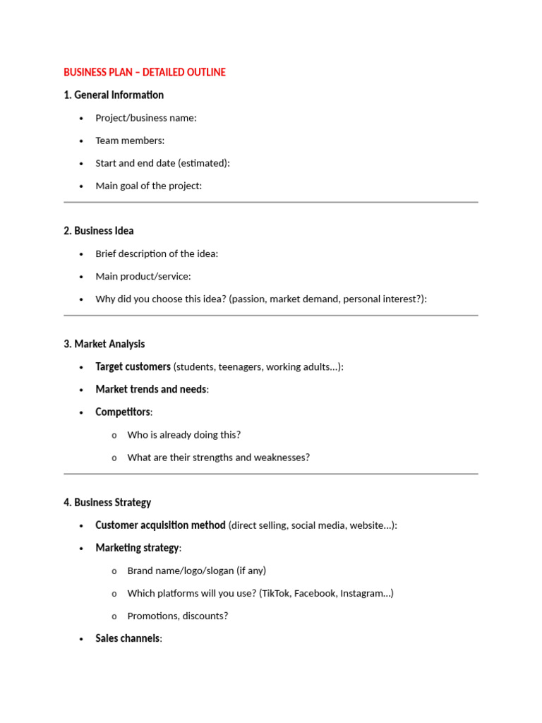Comprehensive Business Plan Outline | PDF