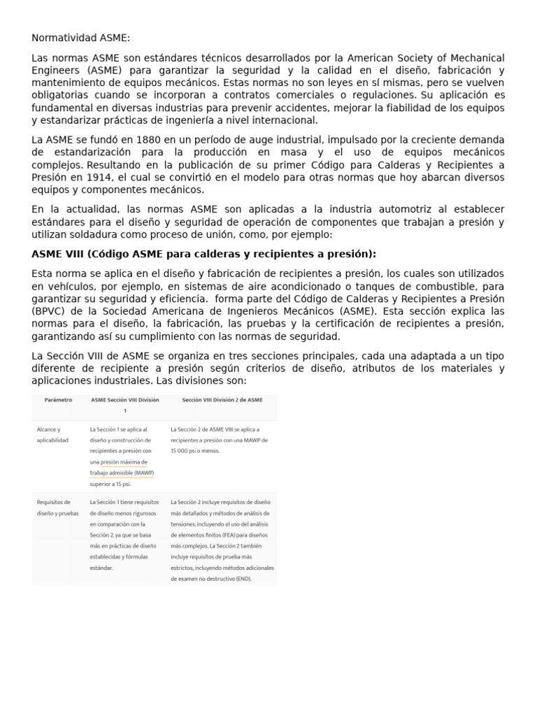 Normas ASME en la Industria Automotriz | PDF | Motor de combustión ...