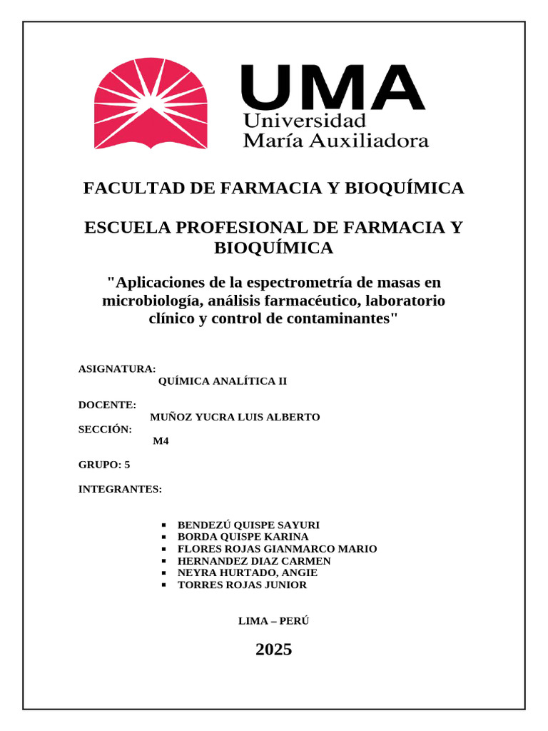 Espectrometría de masas en análisis clínico y ambiental | PDF | La ...
