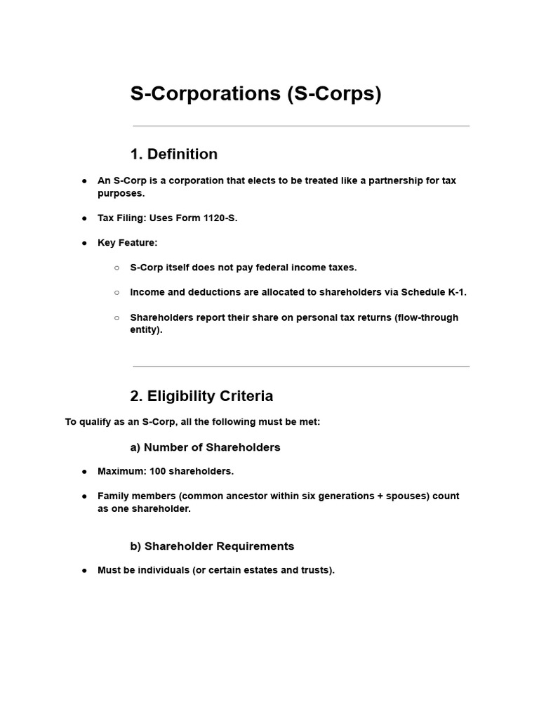 Understanding S-Corporations: Key Features | PDF | S Corporation | Business