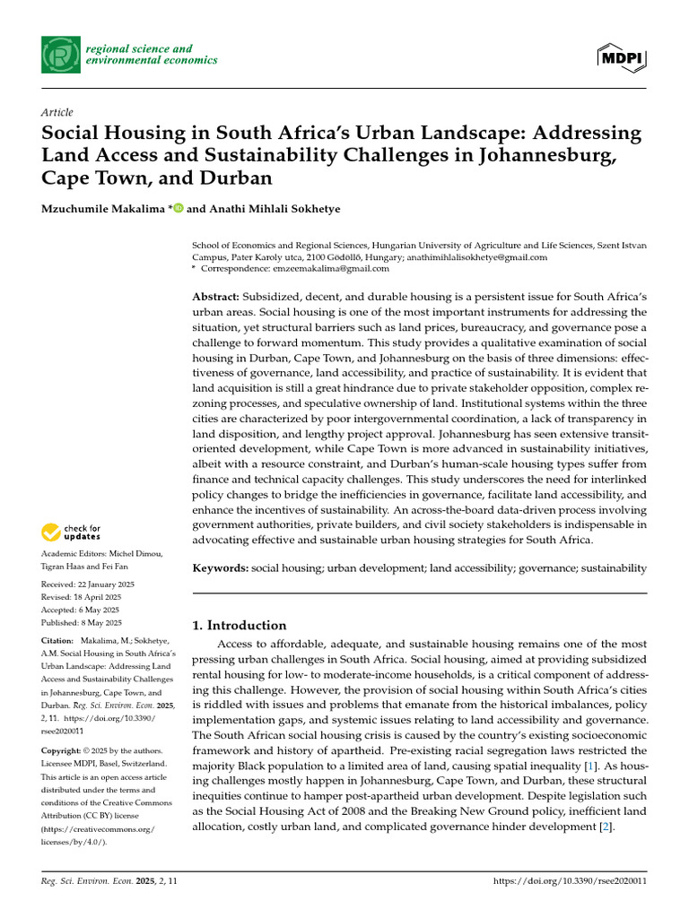 Social Housing Challenges in South Africa | PDF | Public Housing ...