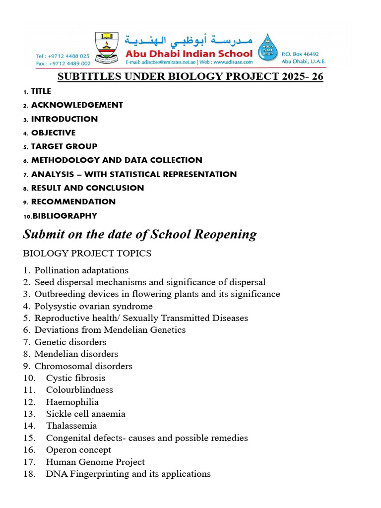 Class 12 Biology Project Topics 2025-26 | PDF | Biotechnology | Gene ...