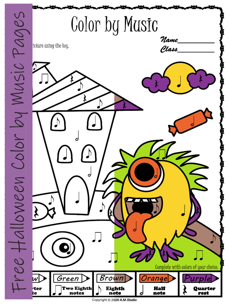Free Halloween Music Coloring Pages | PDF