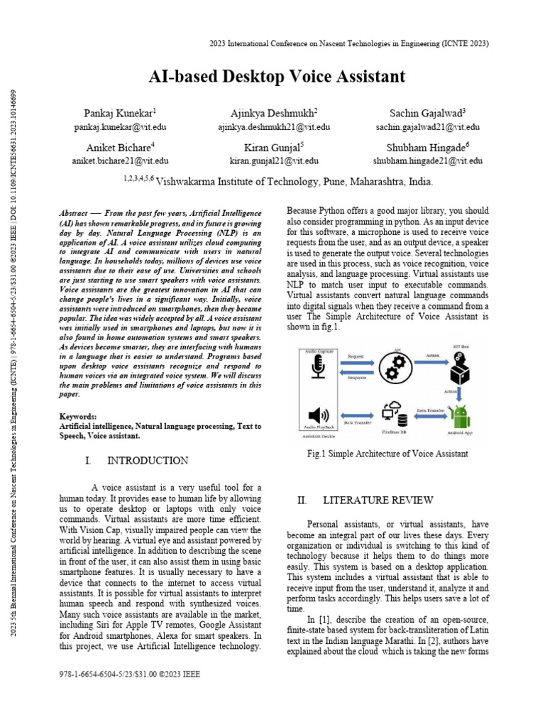AI-based Desktop Voice Assistant | PDF | Speech Recognition ...