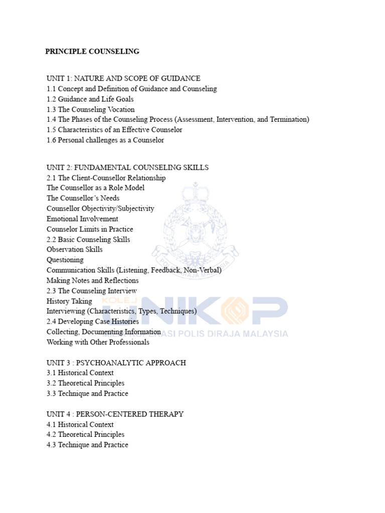 Principle in Counselling | PDF