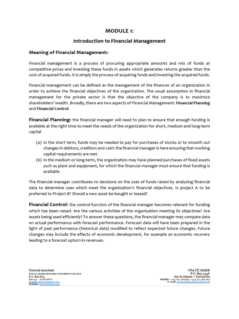 Financial Management (ACT 06207) | PDF | Net Present Value | Discounted ...
