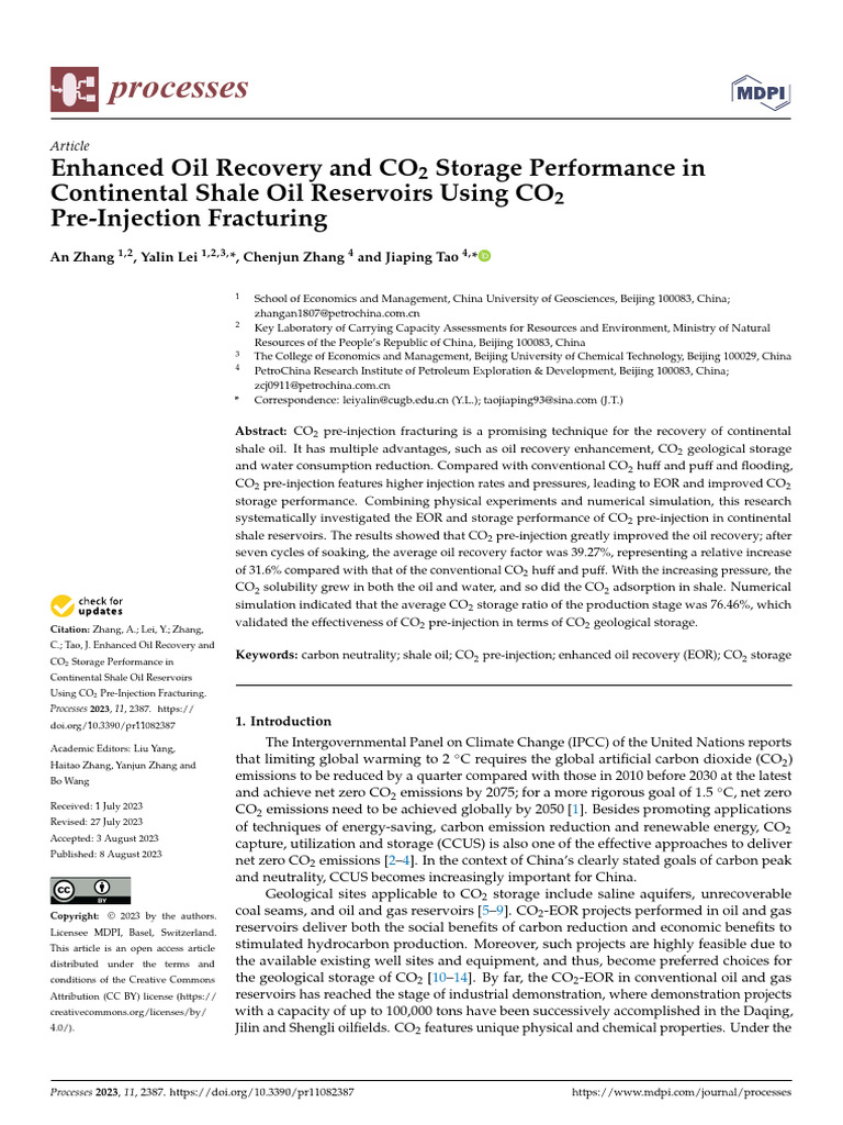 CO2 Pre-Injection for Enhanced Oil Recovery | PDF | Enhanced Oil ...