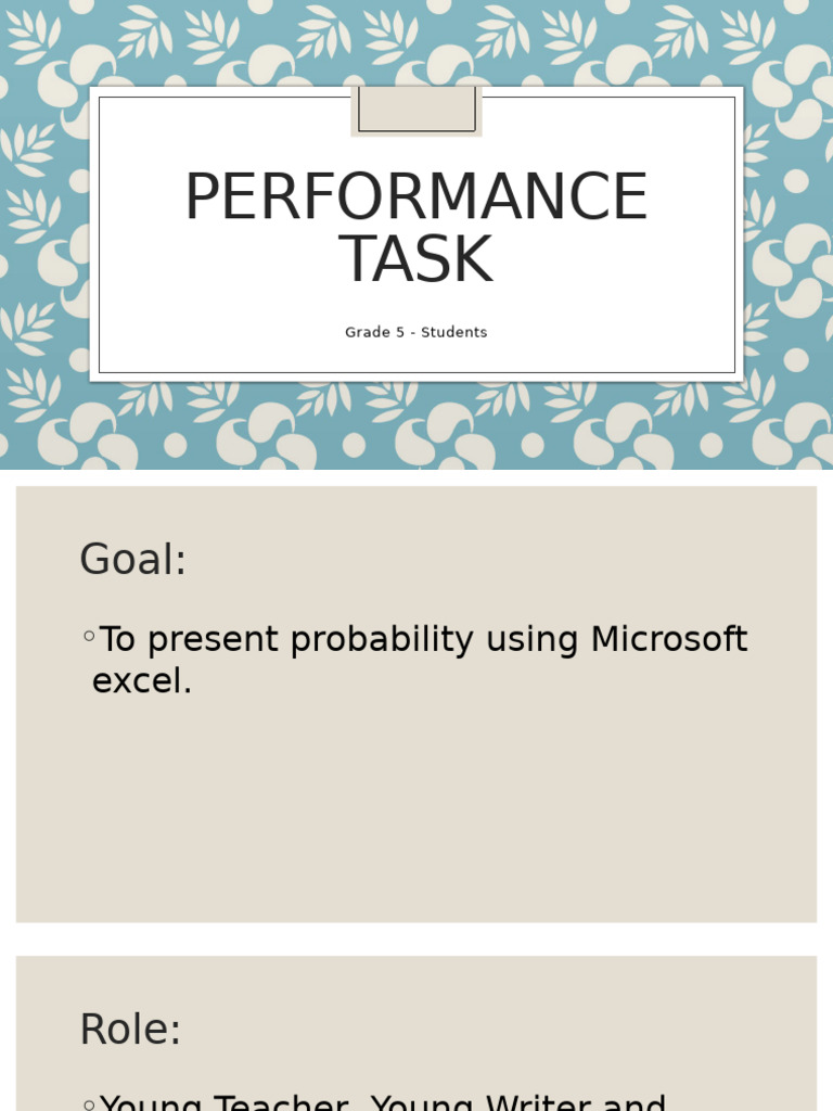 Grade 5 Probability Presentation Task | PDF