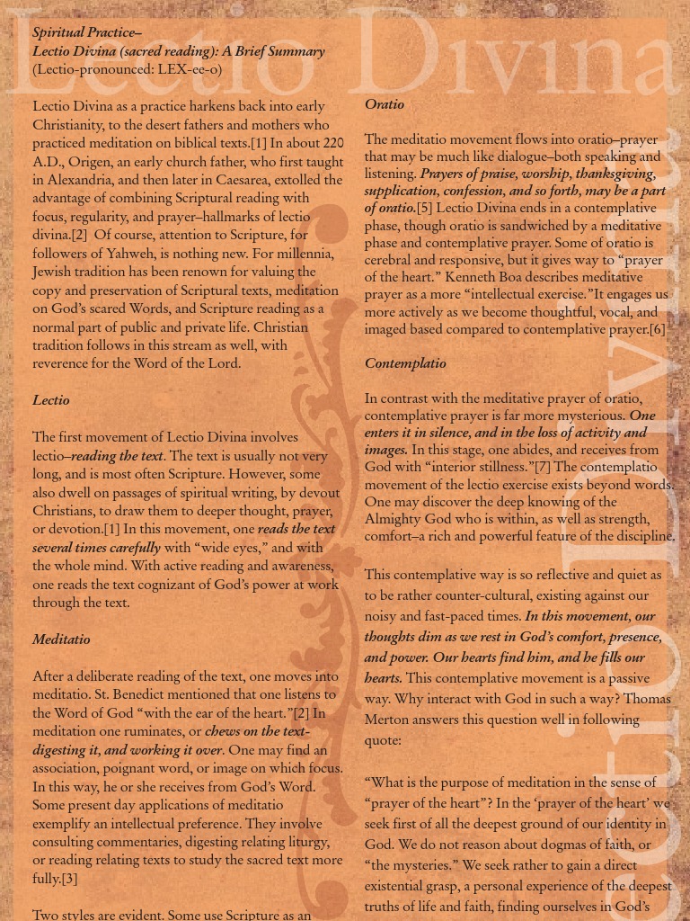 Beginners guide to Lectio Divina (Prayer and Meditation with Scripture ...