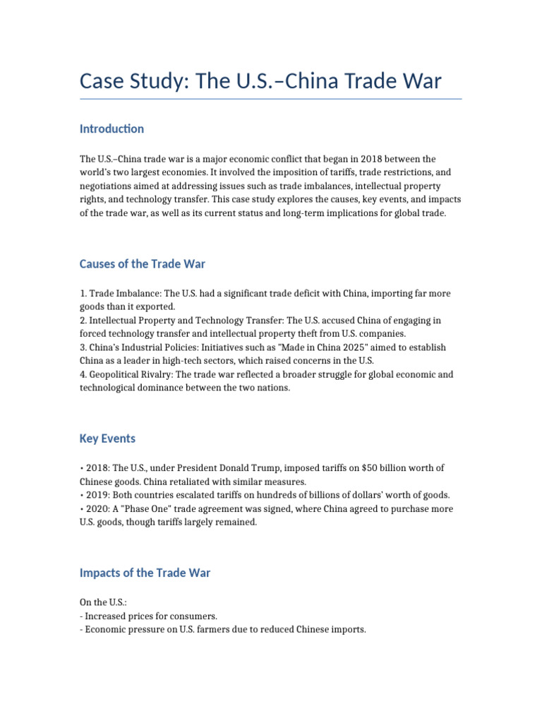 U.S.–China Trade War Case Study | PDF | Economies | Trade