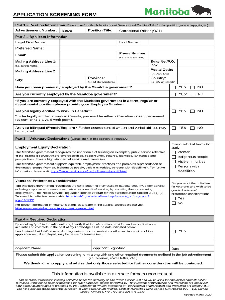 Application Form For Screening 39920 | PDF | Privacy | Information