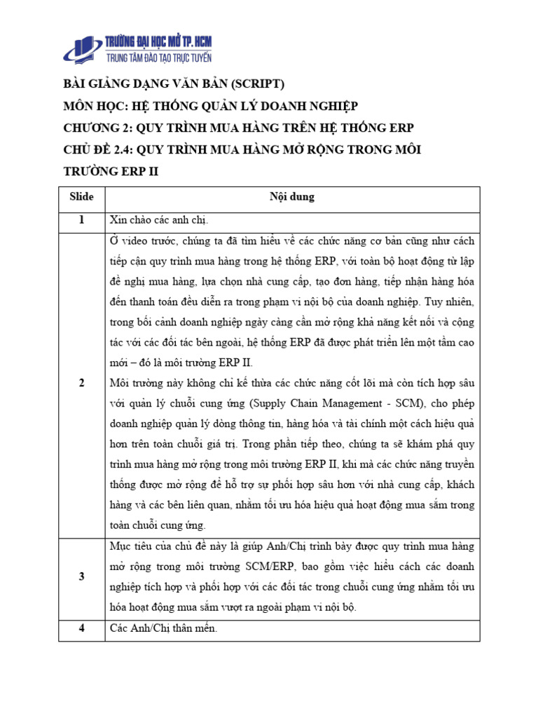 HTQLDN-C2-CD2.4-Quy Trình Mua Hàng M R NG Trong Môi Trư NG ERP II | PDF