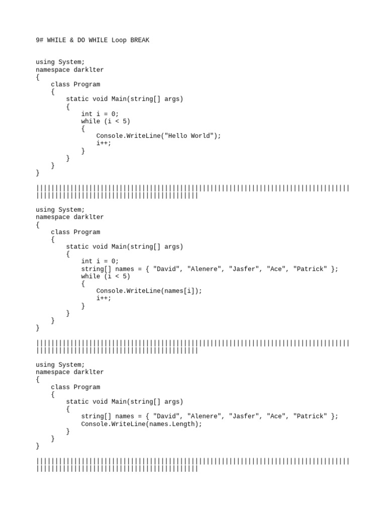 9# While & Do While Loop Break | PDF | Computer Programming | Software ...