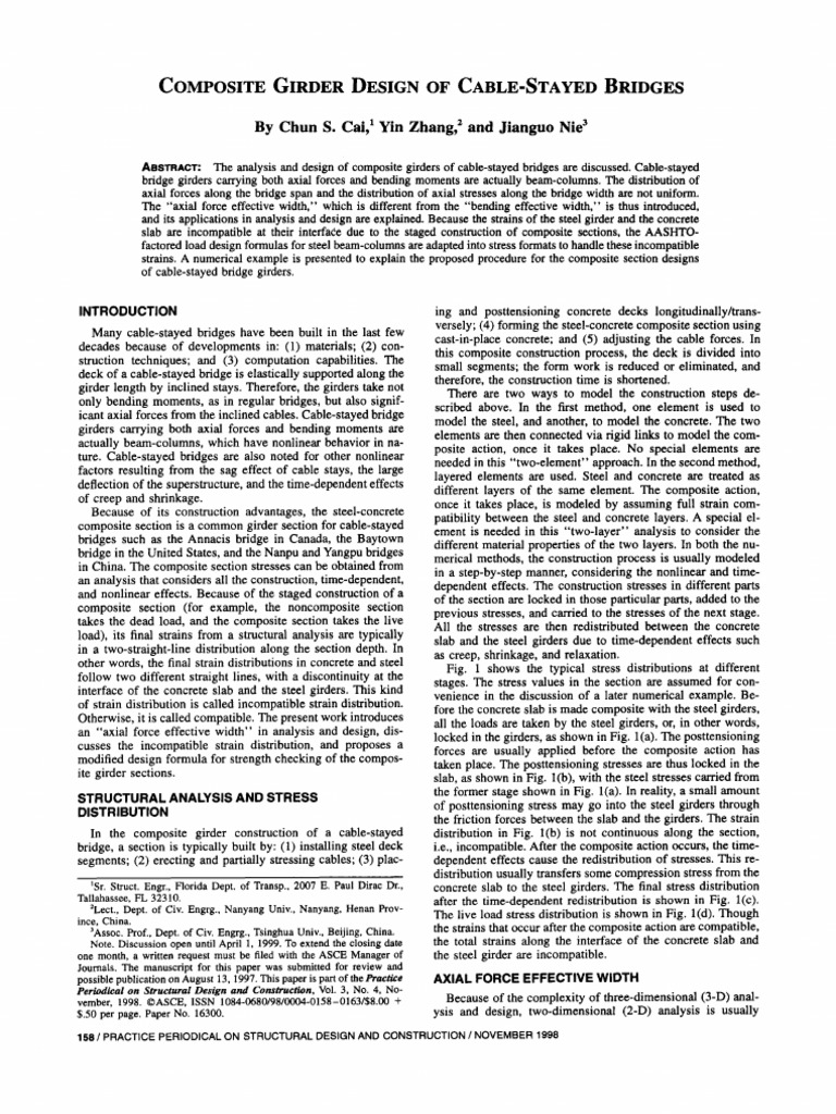 Composite Girder Design for Cable-Stayed Bridges | PDF | Composite ...