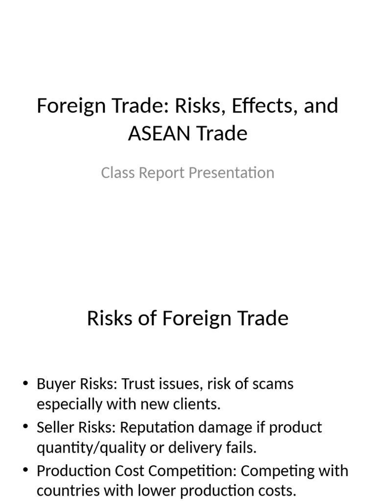 Foreign Trade Risks Effects ASEAN English | PDF
