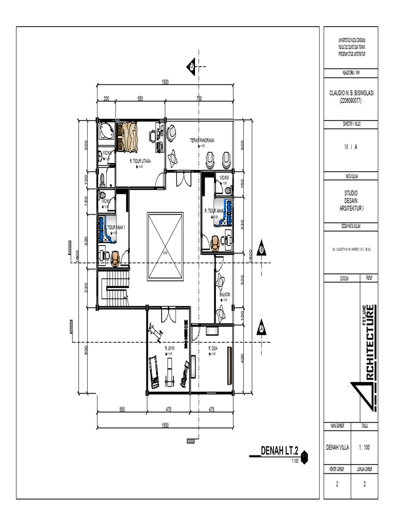 Denah Villa untuk Studio Desain Arsitektur | PDF