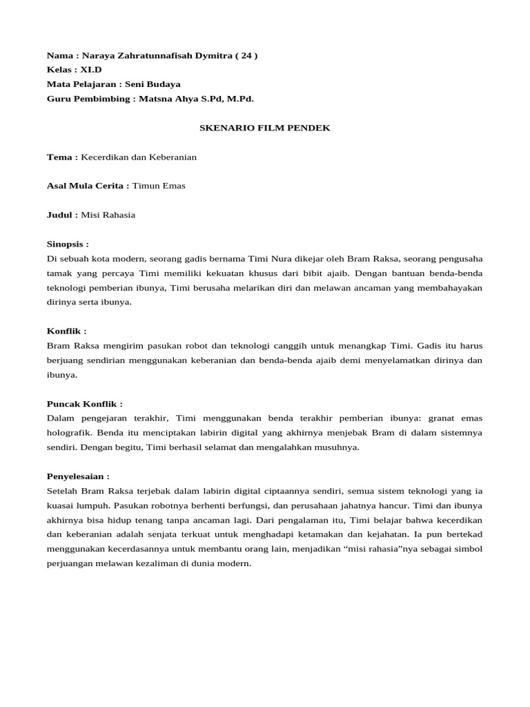 Tugas Seni Budaya Kelas Xi.d Part 1 | PDF