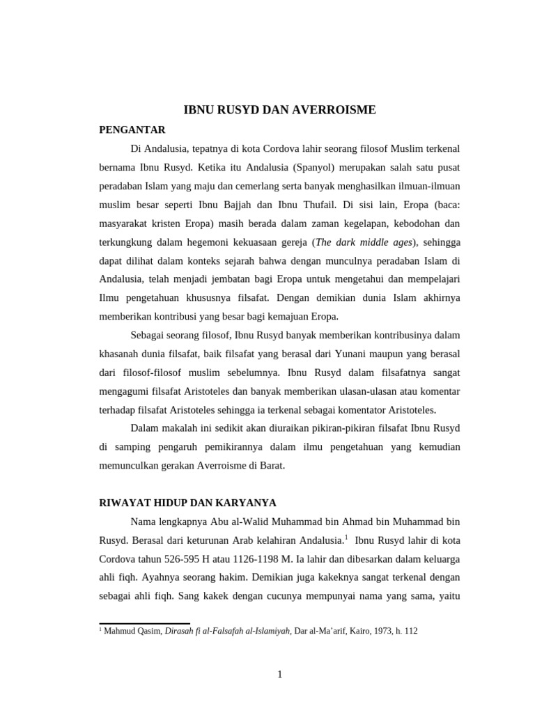 Ibnu Rusyd dan Pengaruh Averroisme | PDF