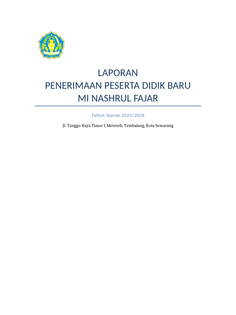Laporan PPDB MI Nashrul Fajar 2025 2026 | PDF