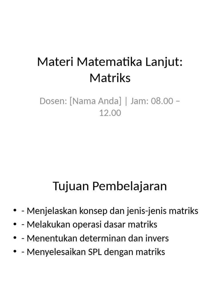 Materi Matriks Matematika Lanjut | PDF