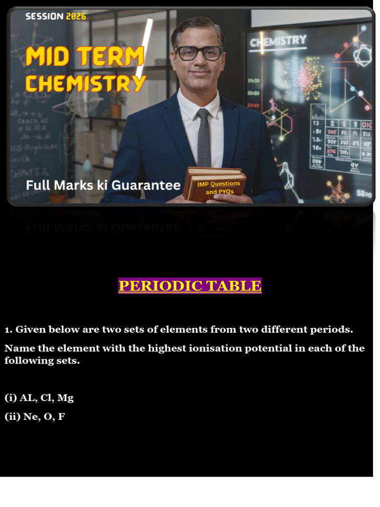 Periodic Table and Chemical Bonding Concepts | PDF | Chemical Compounds ...