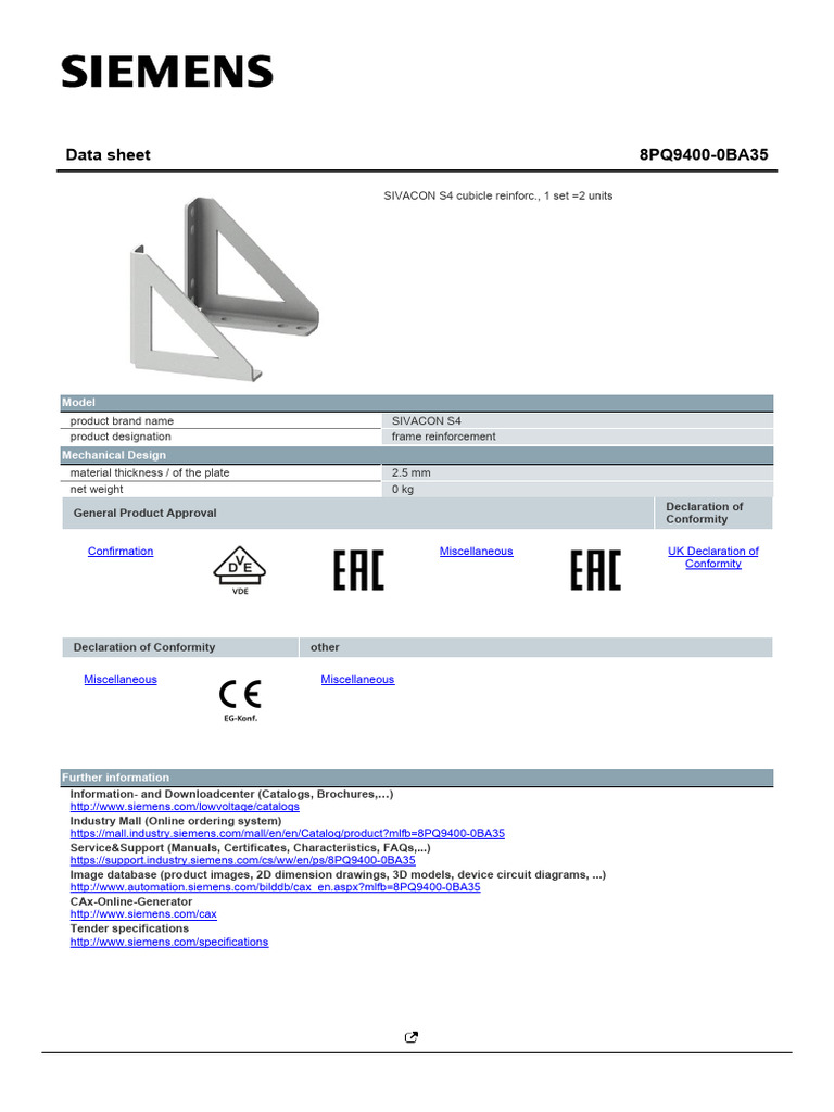 8pq94000ba35 Datasheet en Frame Reinforcement | PDF