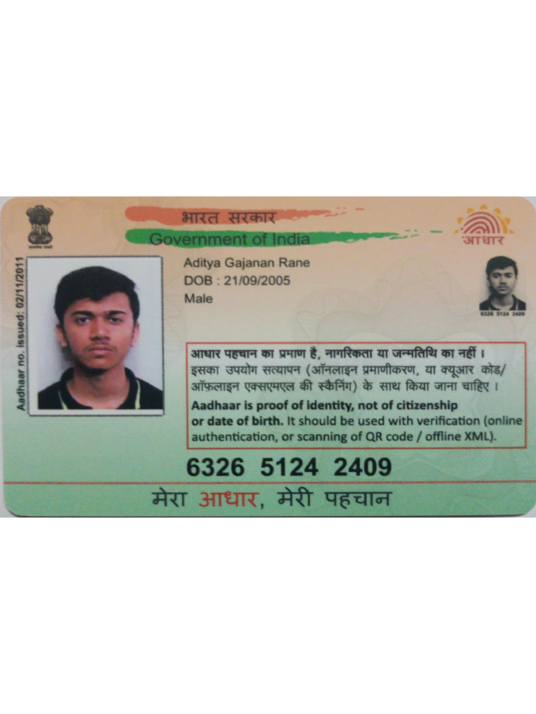 Aadhar Card ..... Aditya | PDF