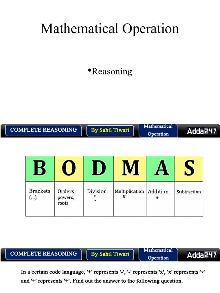Mathematical Operation: Reasoning | PDF