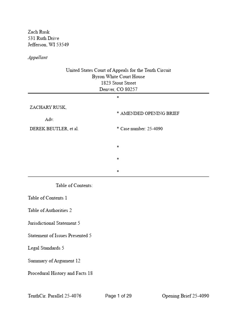 Amended Opening Brief for Rusk v. Beutler | PDF | Lawsuit | Supreme ...