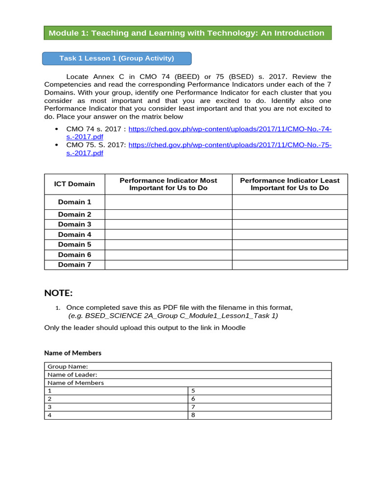 Template Module 1 - Lesson 1 - Task 1 2025-2026 | PDF