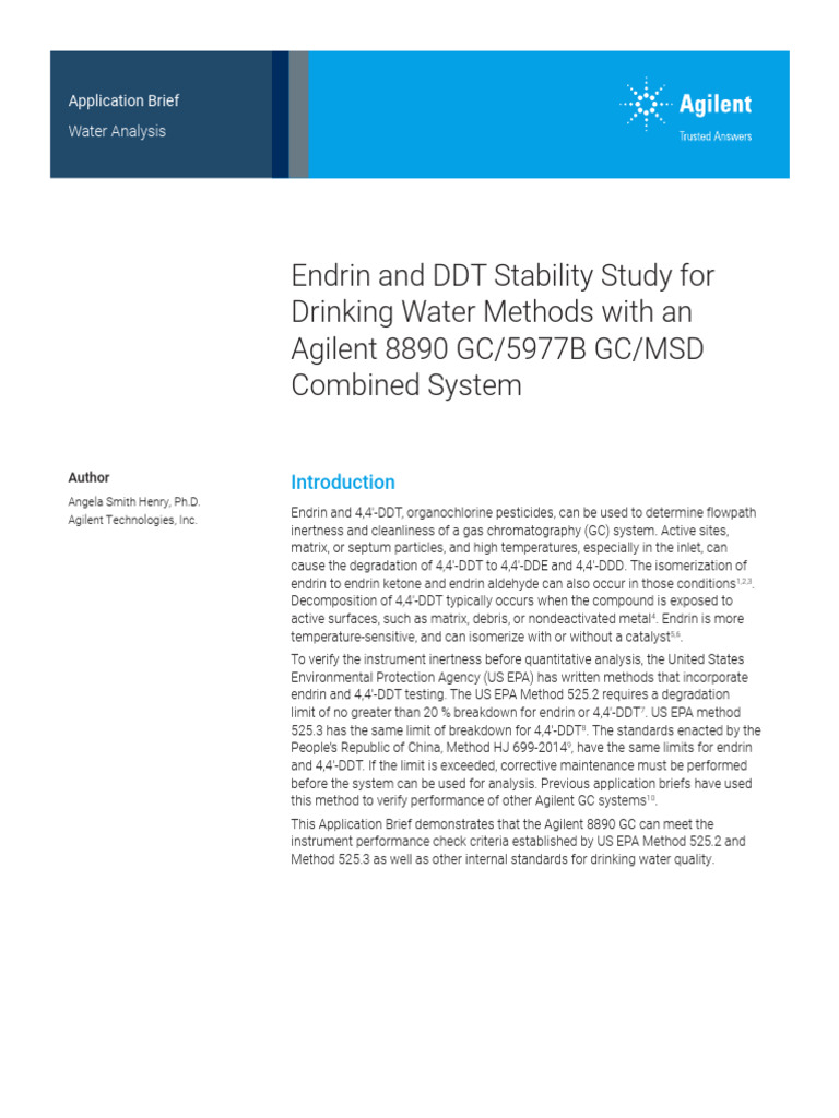 Endrin and DDT Stability in Water Analysis | PDF | Gas Chromatography ...