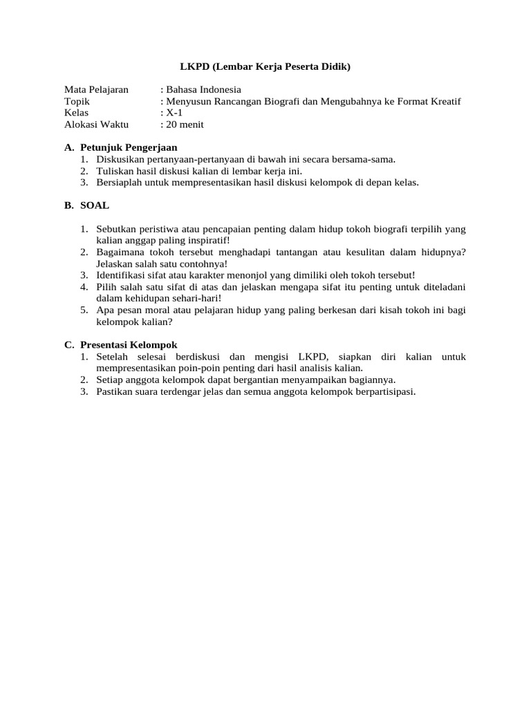 LKPD (6 Lembar) | PDF