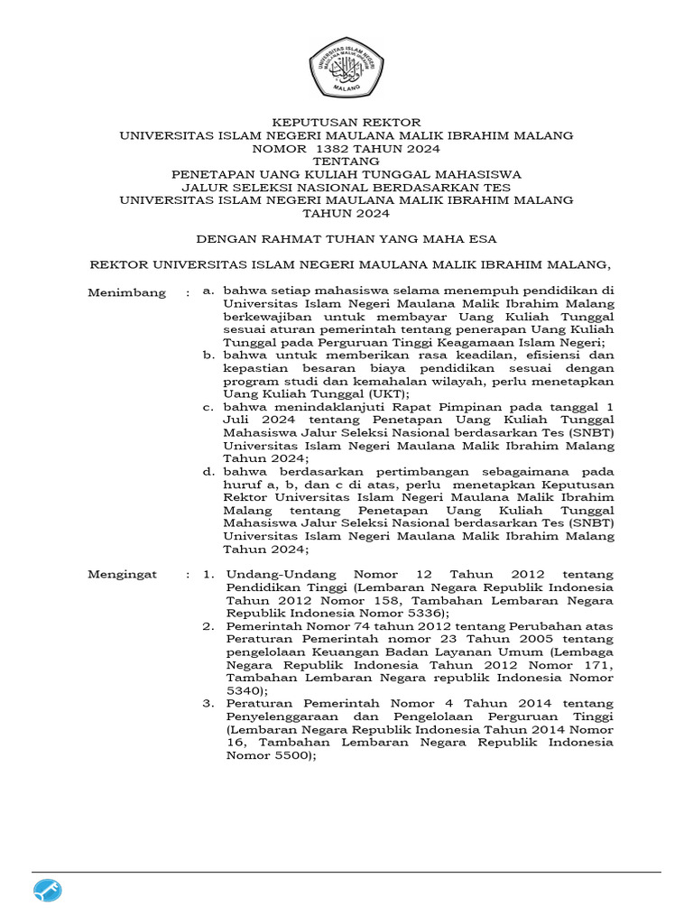 SK-Penetapan-UKT-SNBT-2024-2025 | PDF