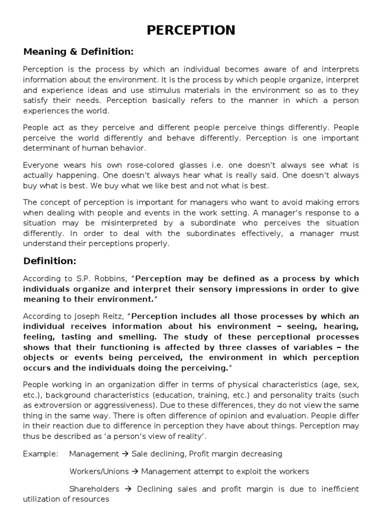 Perception | PDF | Perception | Attitude (Psychology)