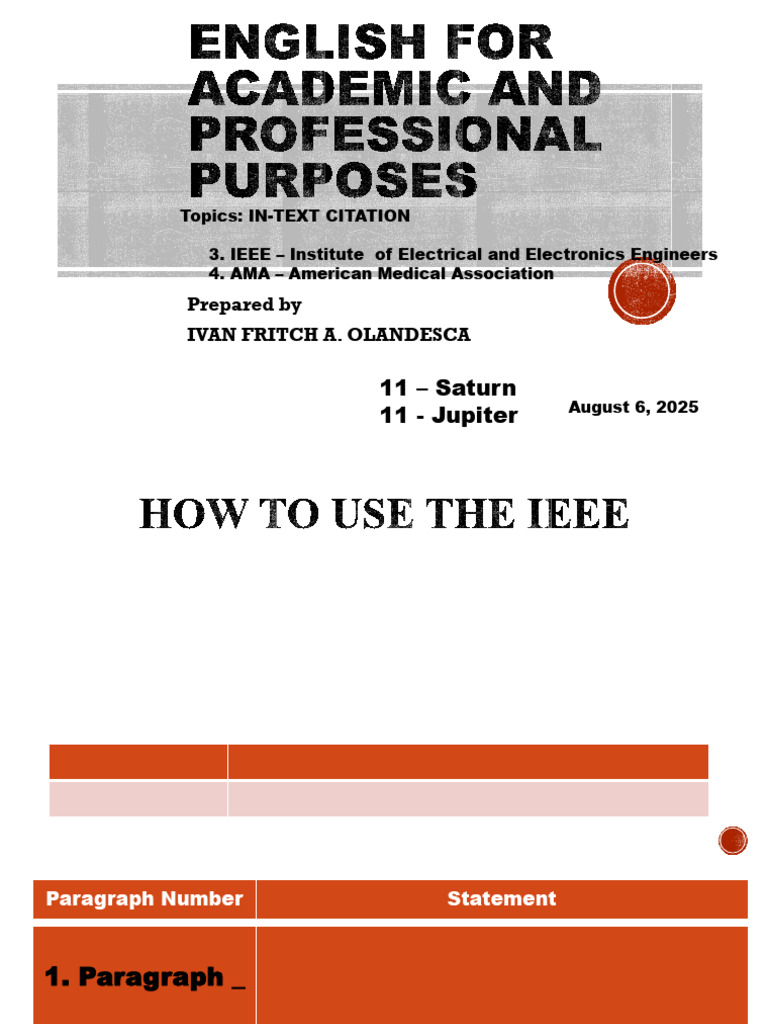 In Text Citation IEEE and AMA Style Discussion Updated | PDF ...