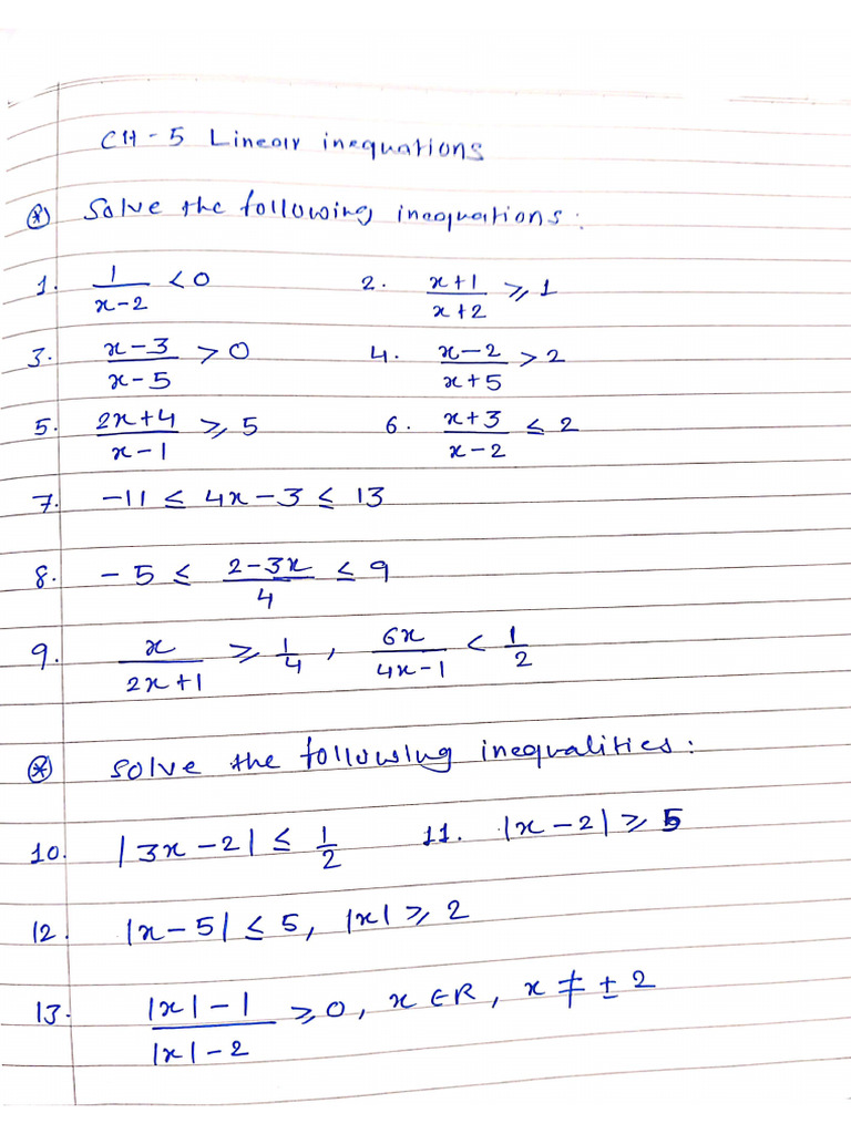 Ch-5 Linear Inequations Home Work | PDF