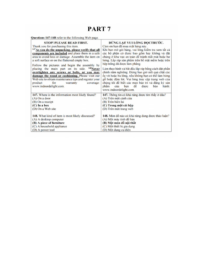 Toeic - Reading - Part 7 - Test 1 | PDF