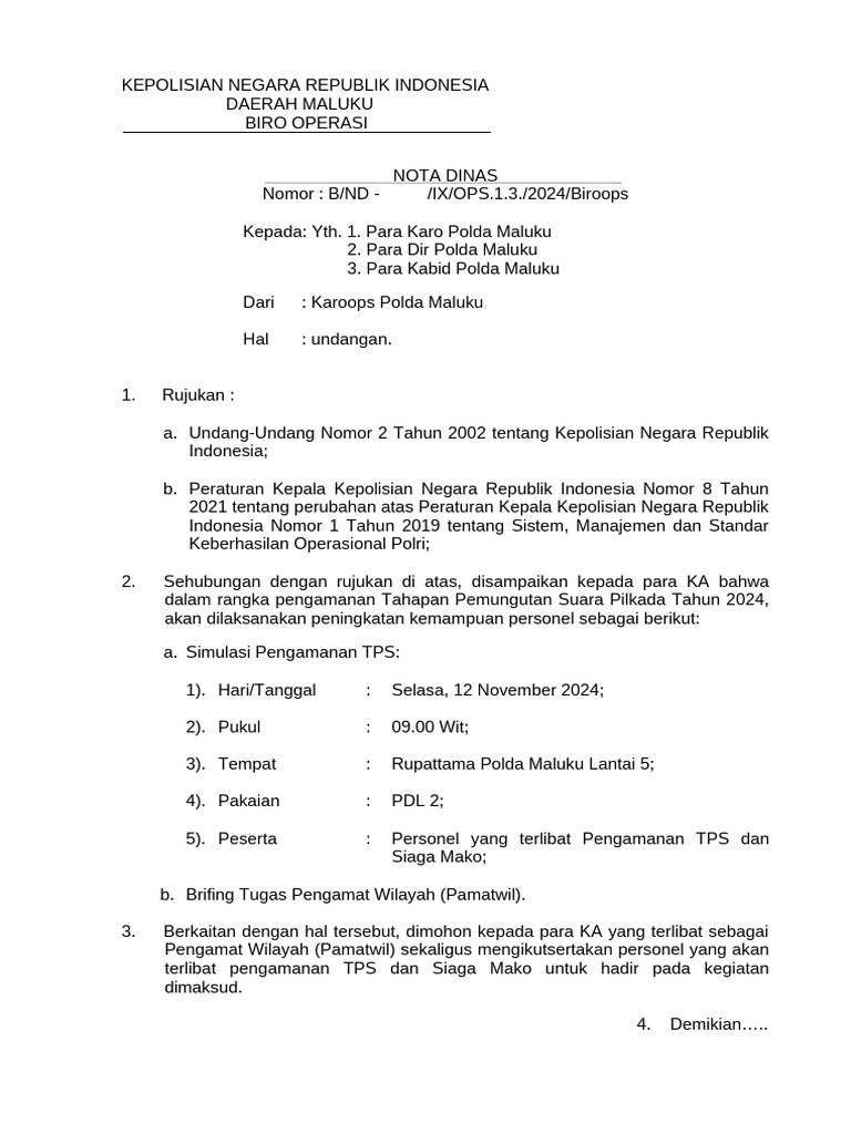 Nota Dinas UNDANGAN | PDF