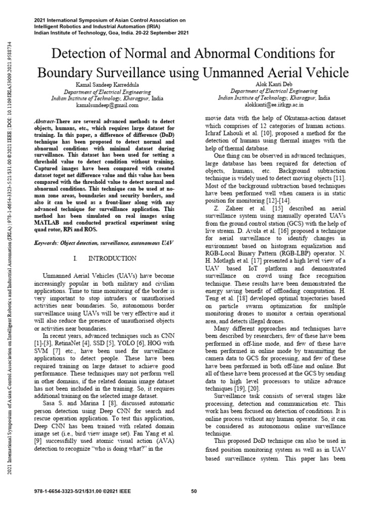 UAV-Based Abnormal Condition Detection | PDF | Unmanned Aerial Vehicle ...