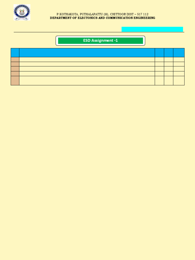 III ECE - II Sem - ESD Assignment Questions - 2023 - 24 | PDF